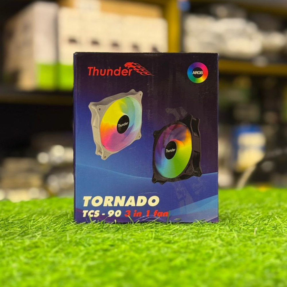 Thunder Tornado Black ARGB Fan Kit – 3-Pack with ARGB Chain Connector,