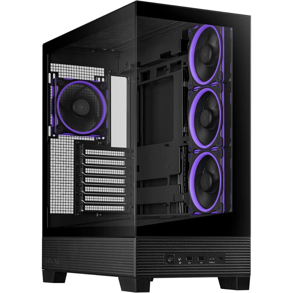 Asus A31 Plus TG ARGB Black ATX PC Case – Tempered Glass Gaming Case w