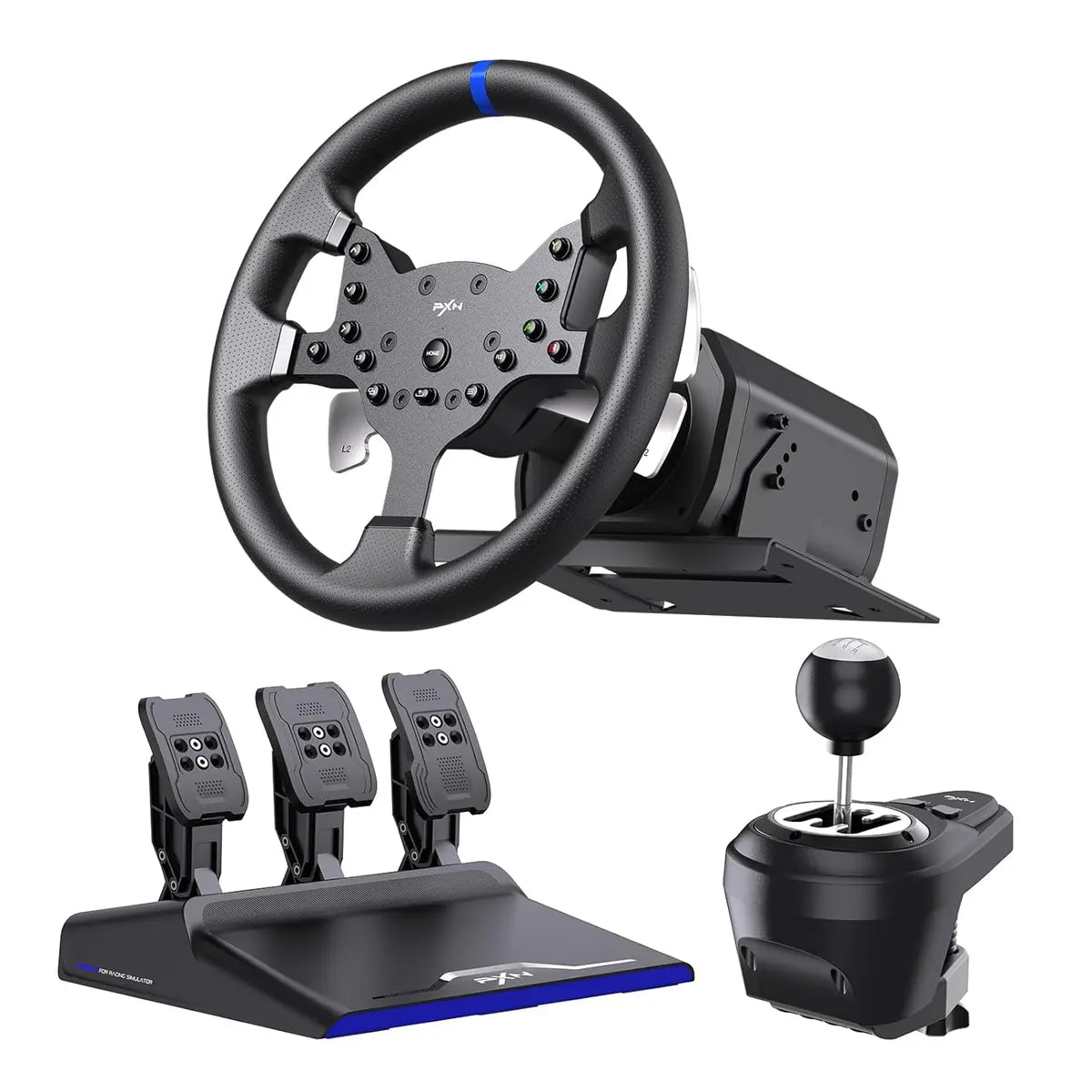 PXN V99 PC Racing Wheel – Real Force Feedback Steering Wheel with Peda